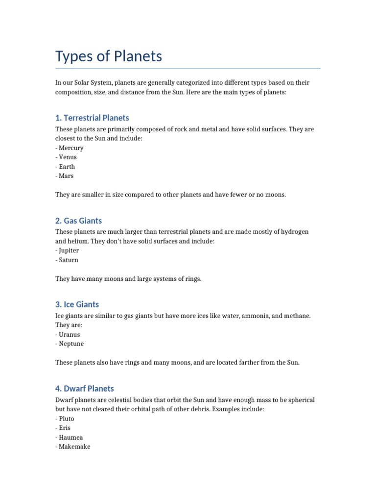 Types of Planets | PDF