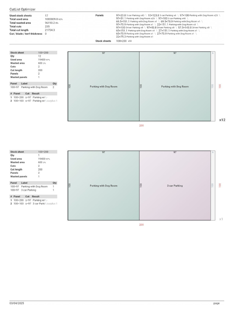 Thermocol Cutting List | PDF