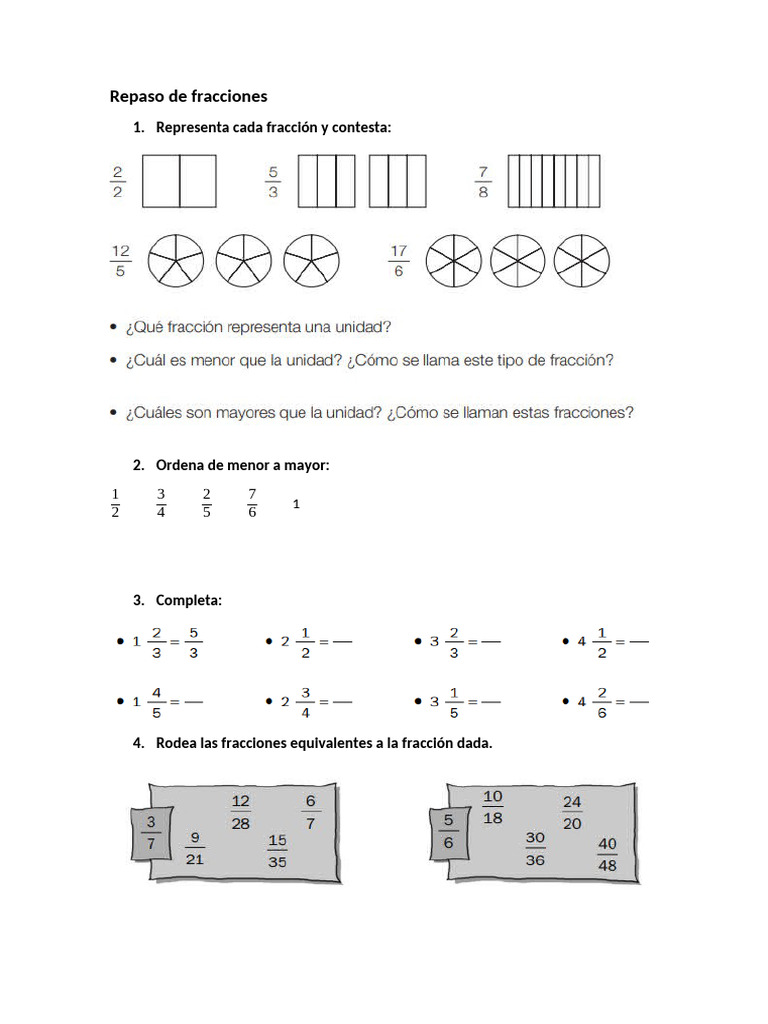 Repaso de fracciones | PDF