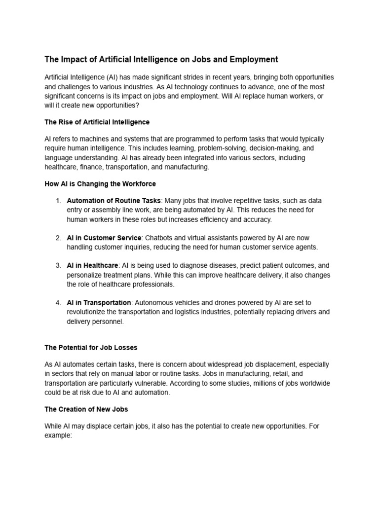 AI's Impact on Jobs and Employment | PDF | Artificial Intelligence ...