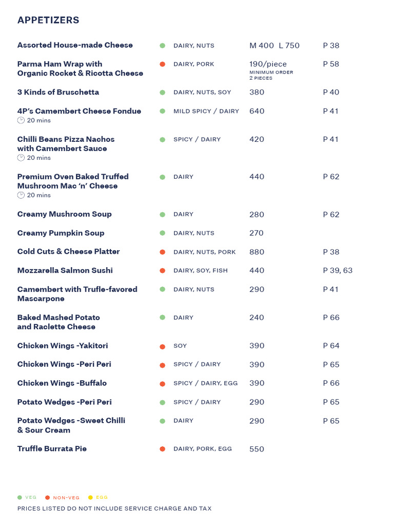 Pizza 4Ps INDIA - Food Menu | PDF | Foods | Cuisine