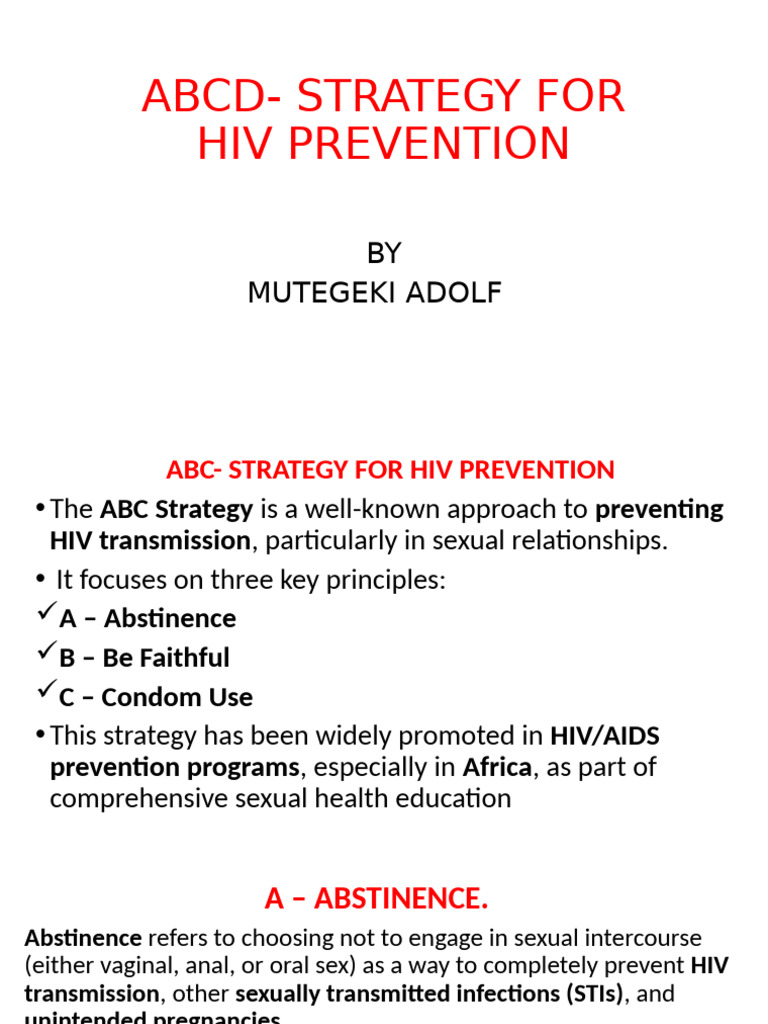 ABC Strategy for HIV Prevention | PDF | Sexually Transmitted Infection ...