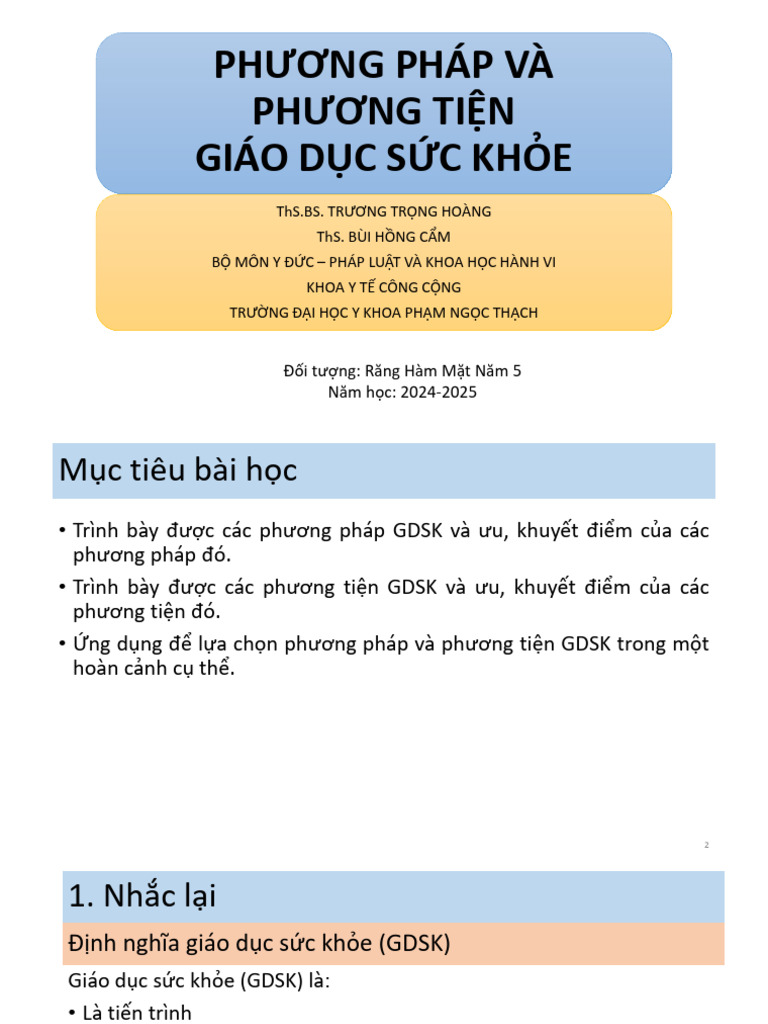BÀI 2. PHƯƠNG PHÁP VÀ PHƯƠNG TIỆN GDSK | PDF