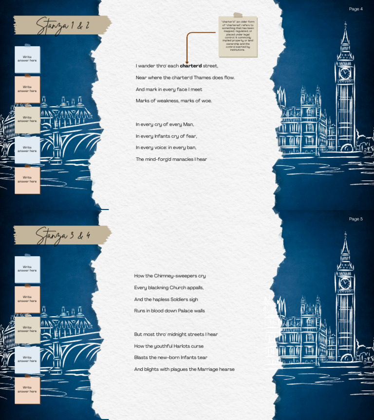 London William Blake Poetry Analysis Group Task in Blue Realistic ...
