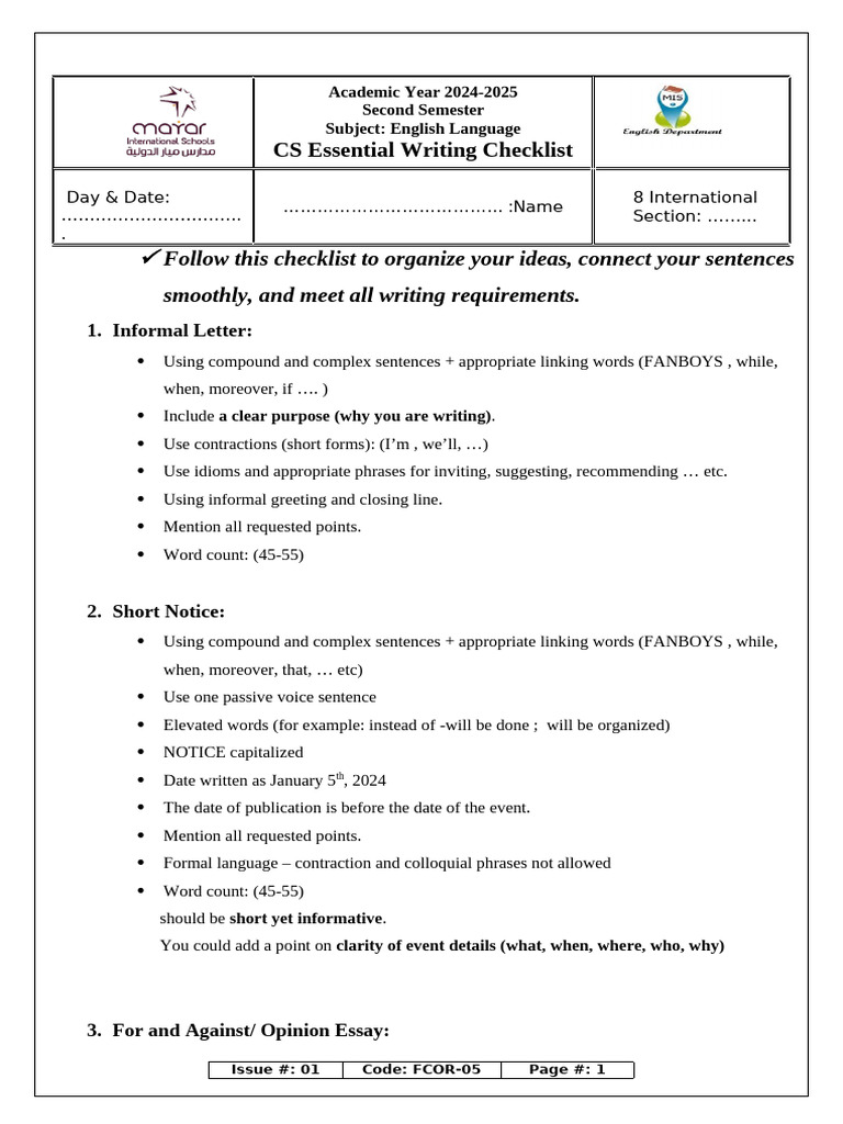 20250307_220008_3105_Writing Checklist | PDF | Ellipsis | Word