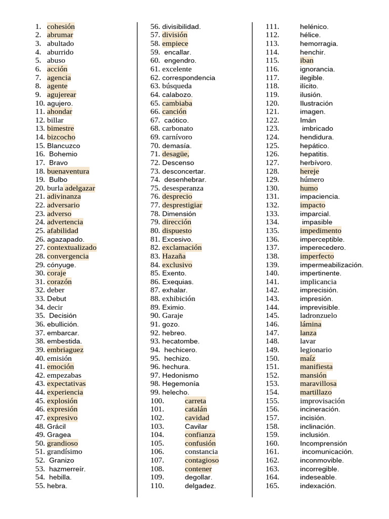 250 Palabras Difíciles en Español | PDF