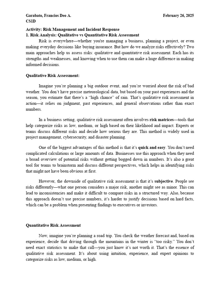 Risk Management and Incident Response | PDF | Risk | Computer Security