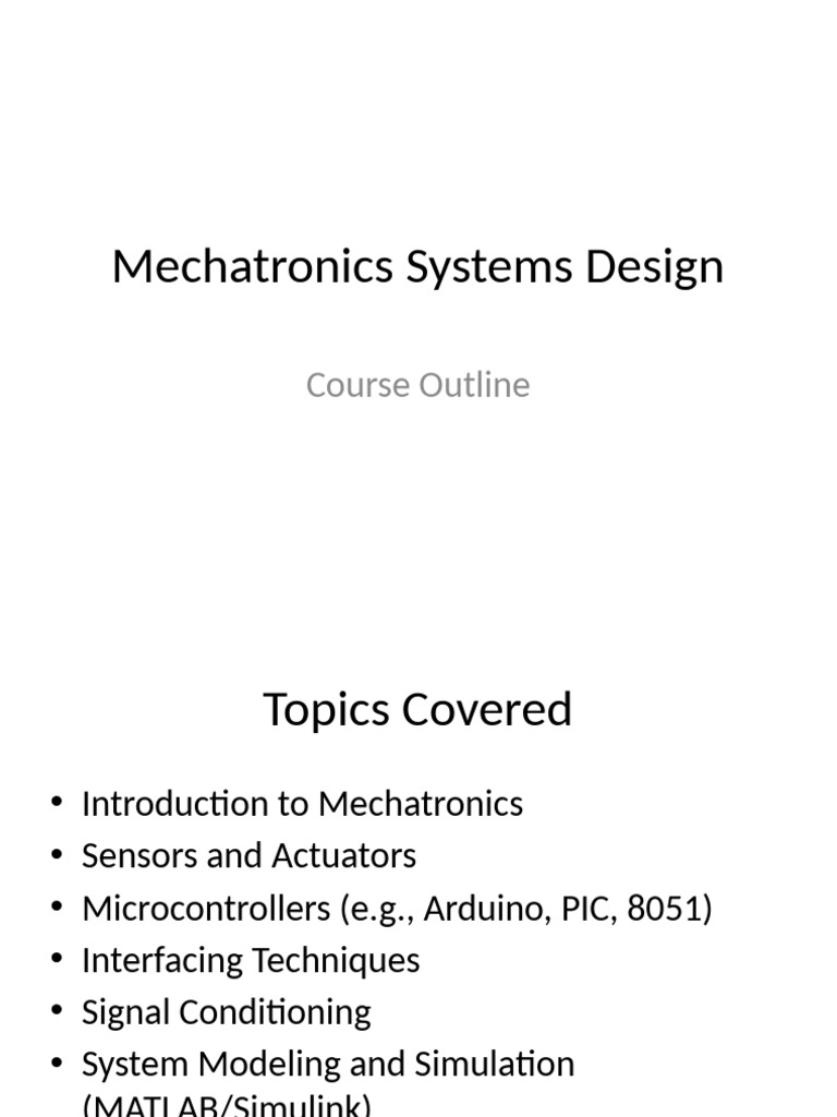 Mechatronics Systems Design | PDF