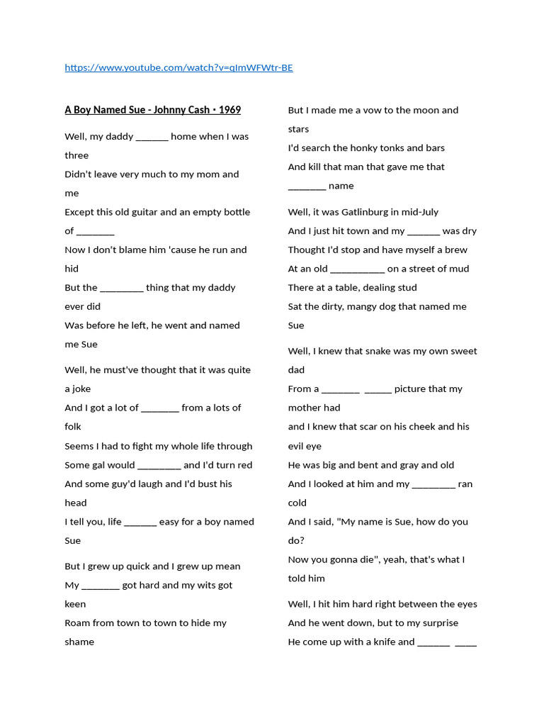Johny Cash - A Boy Named Sue | PDF