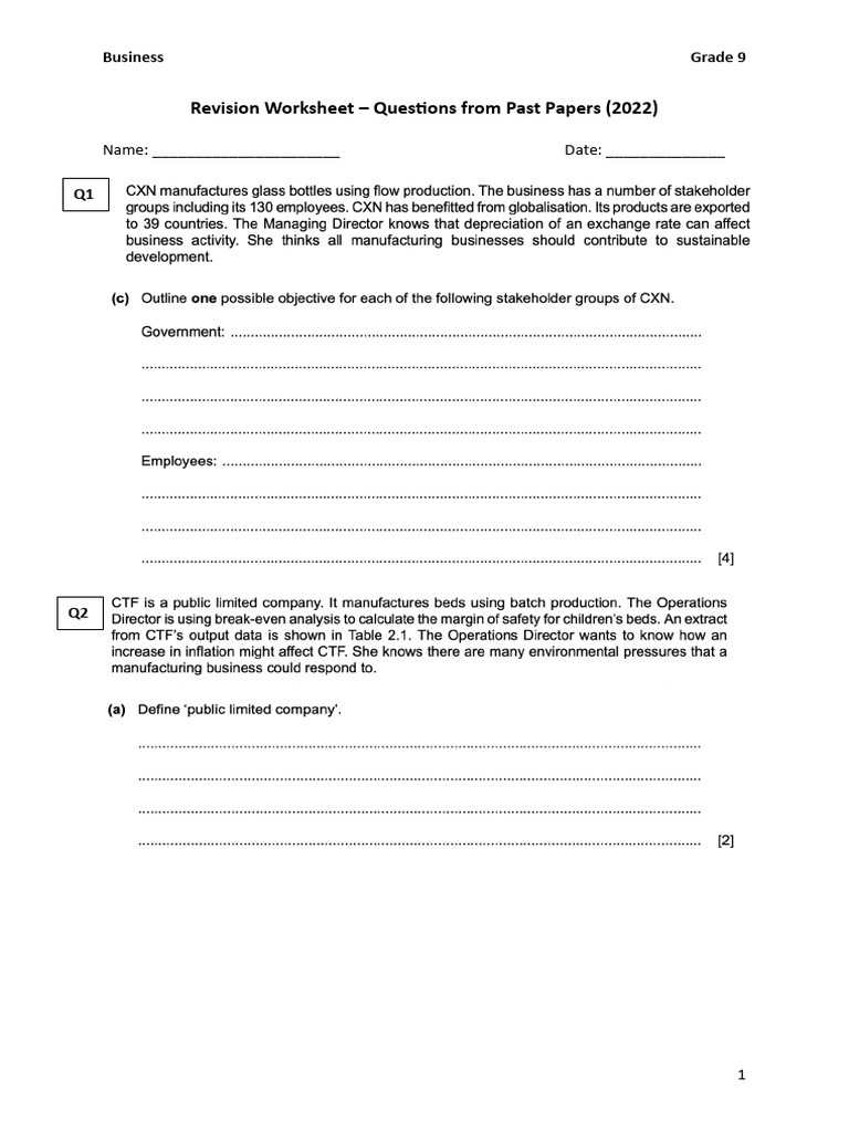 Unit 1 PP Questions (2022) | PDF