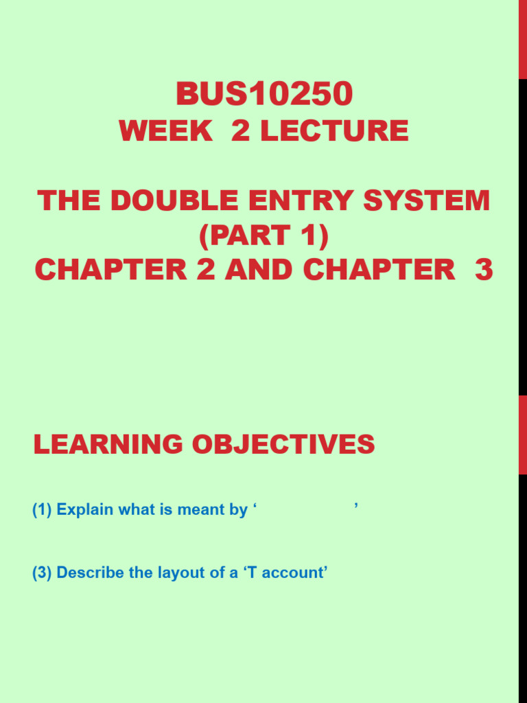 Wk02 DoubleEntrySystem (Part1) | PDF | Debits And Credits | Money