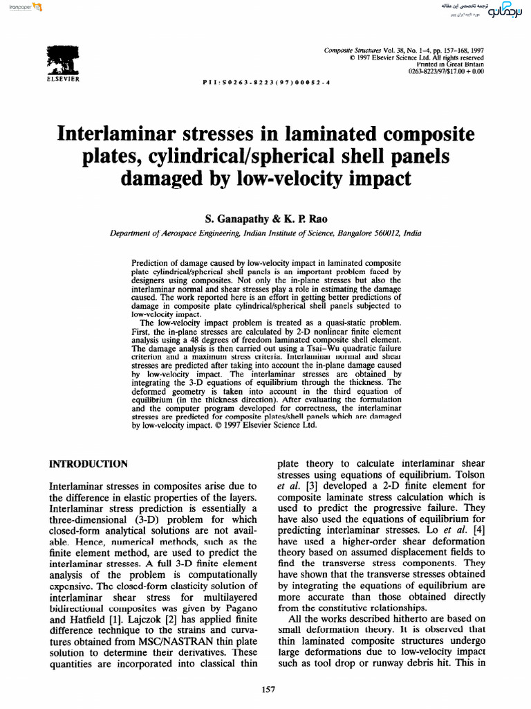 1997-Interlaminar Stresses in Laminated Composite | PDF | Stress ...