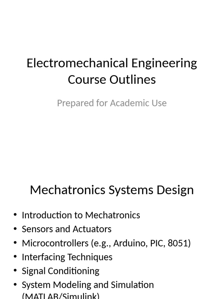 Electromechanical Engineering Courses | PDF