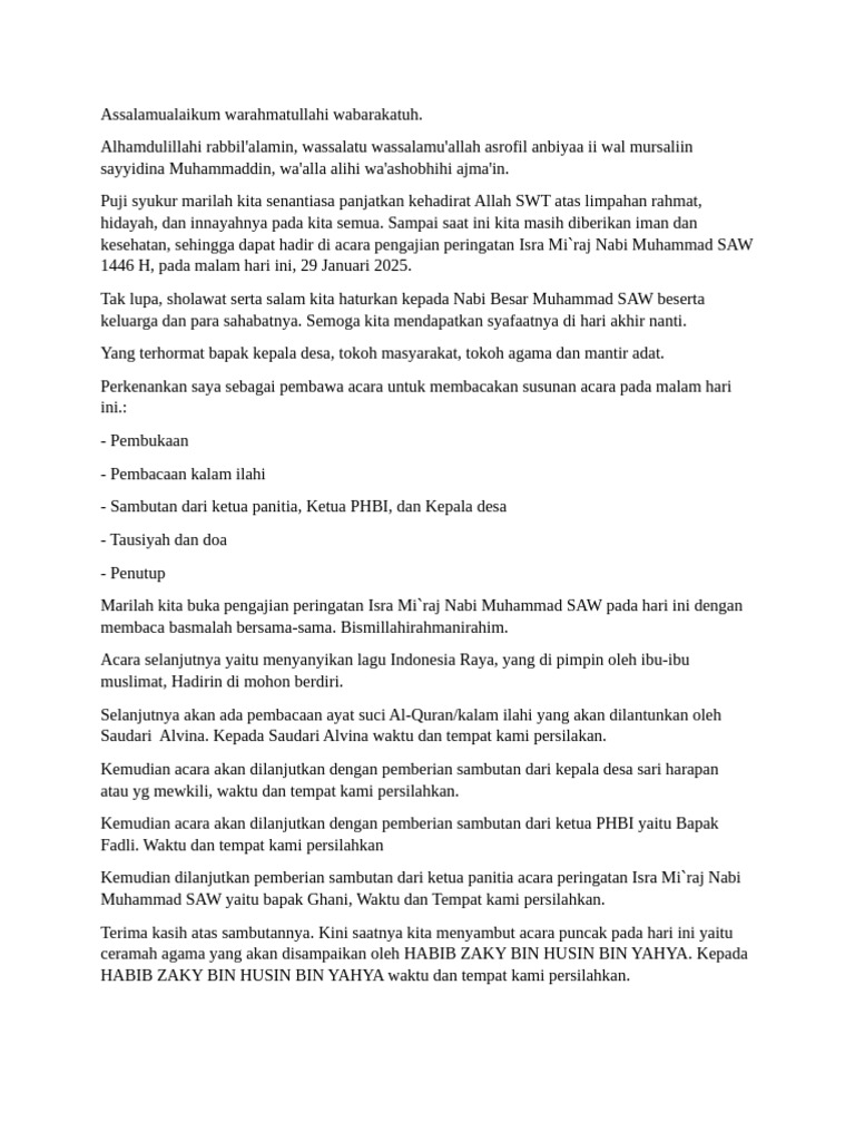 Susunan Acara Isra Mi'raj | PDF