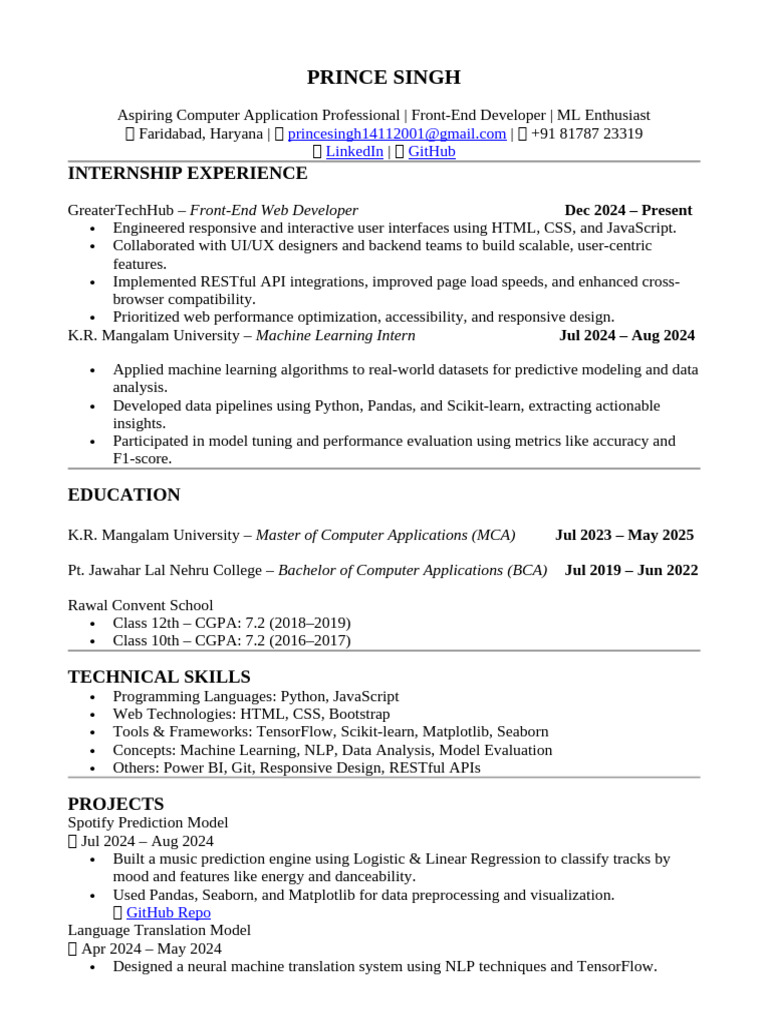 RenderCV EngineeringResumes Theme | PDF | Machine Learning | Computing