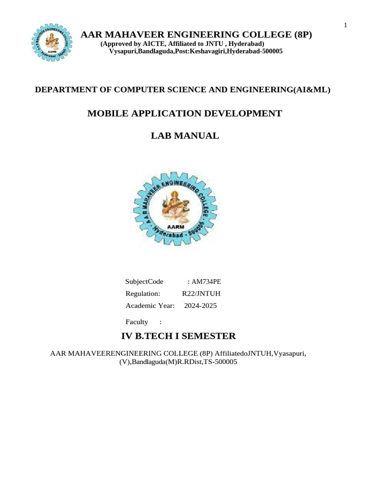 Mobile App Development Lab Manual | PDF | Android (Operating System ...