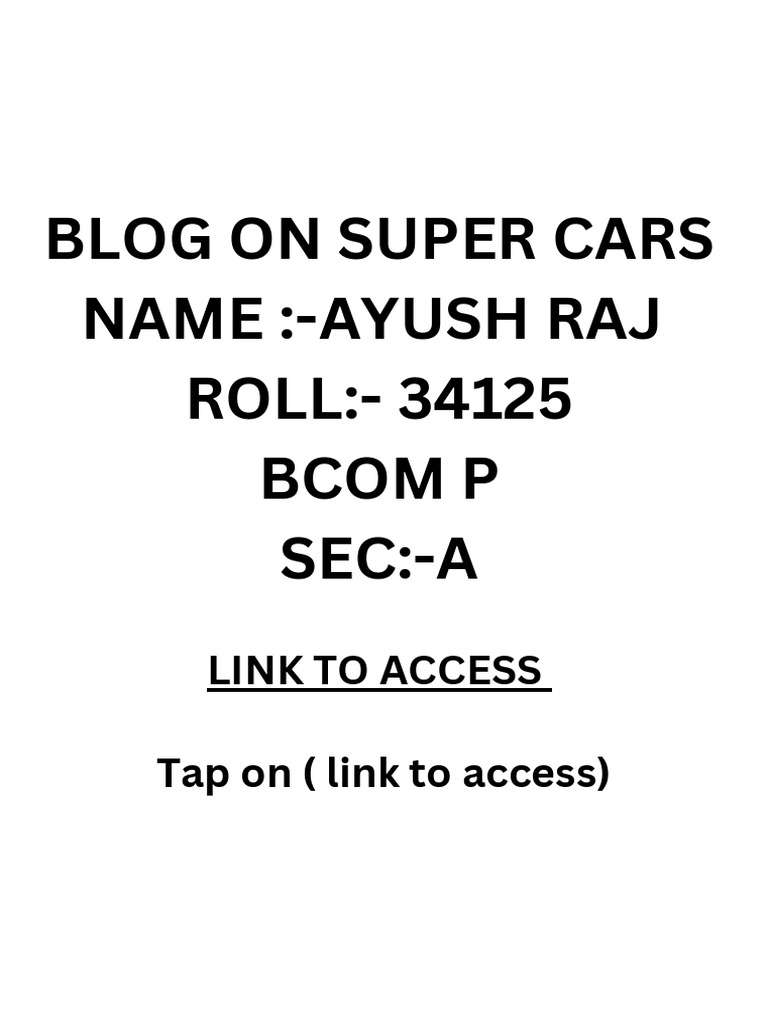 Blog On Super Cars Name - Ayush Raj Roll - 34125 Bcom P Sec-A - 20250408 - 190644 - 0000 | PDF