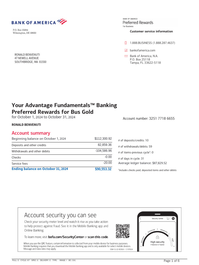 Bank of America Statement 10312023 | PDF | Overdraft | Credit Card