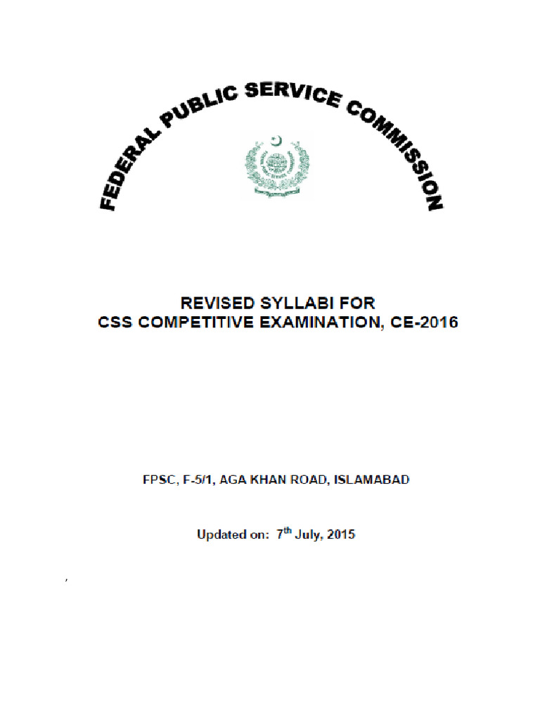 Compulsory Subject Syllabus Only | PDF