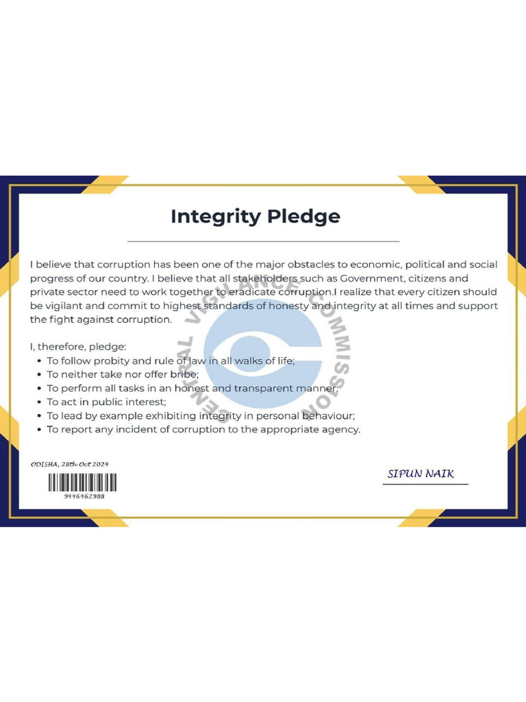 Section C INTEGRITY PLEDGE | PDF