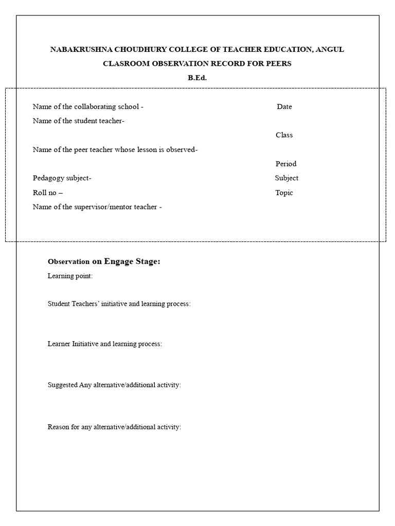 Student Observation Format | PDF
