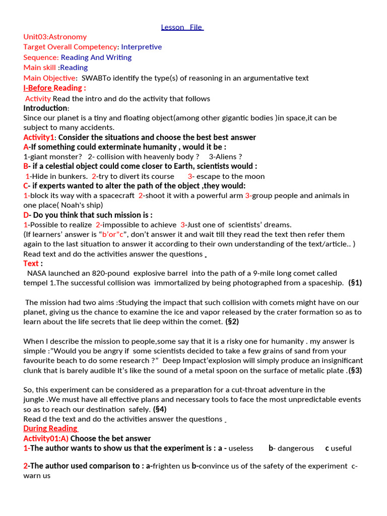 Reading and Writing Astronomy (C of Reasoning) | PDF | Argument ...