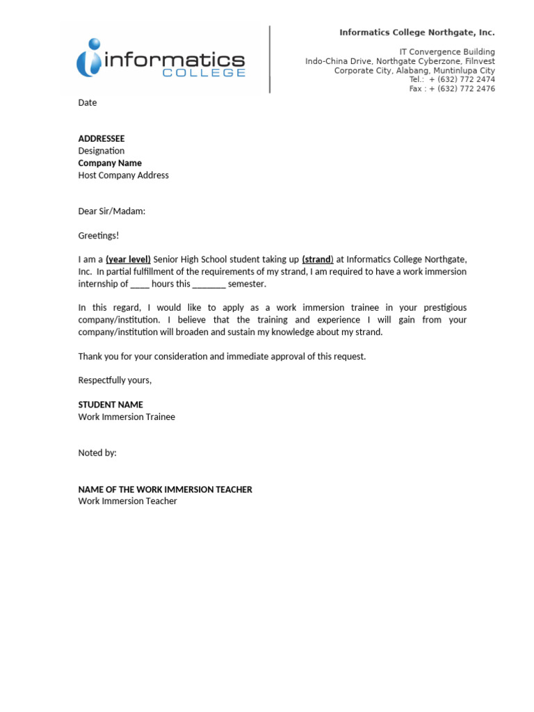 WI - Application Letter | PDF