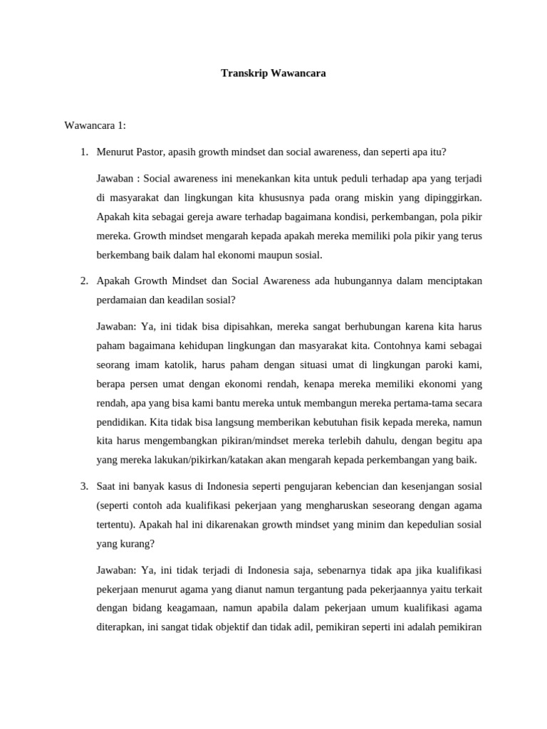Transkrip Wawancara | PDF