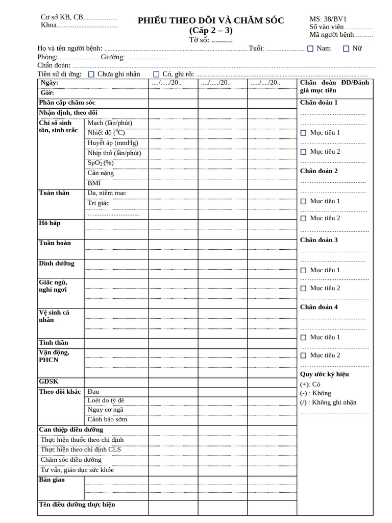 Phieu Cham Soc 2 | PDF