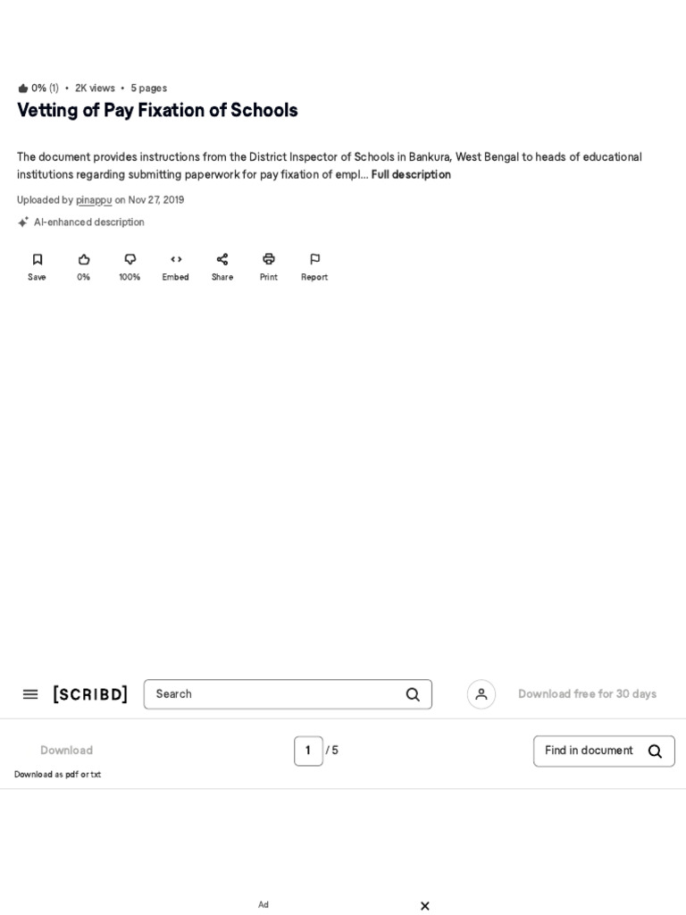 Vetting of Pay Fixation of Schools - PDF - Document - Written Communication | PDF