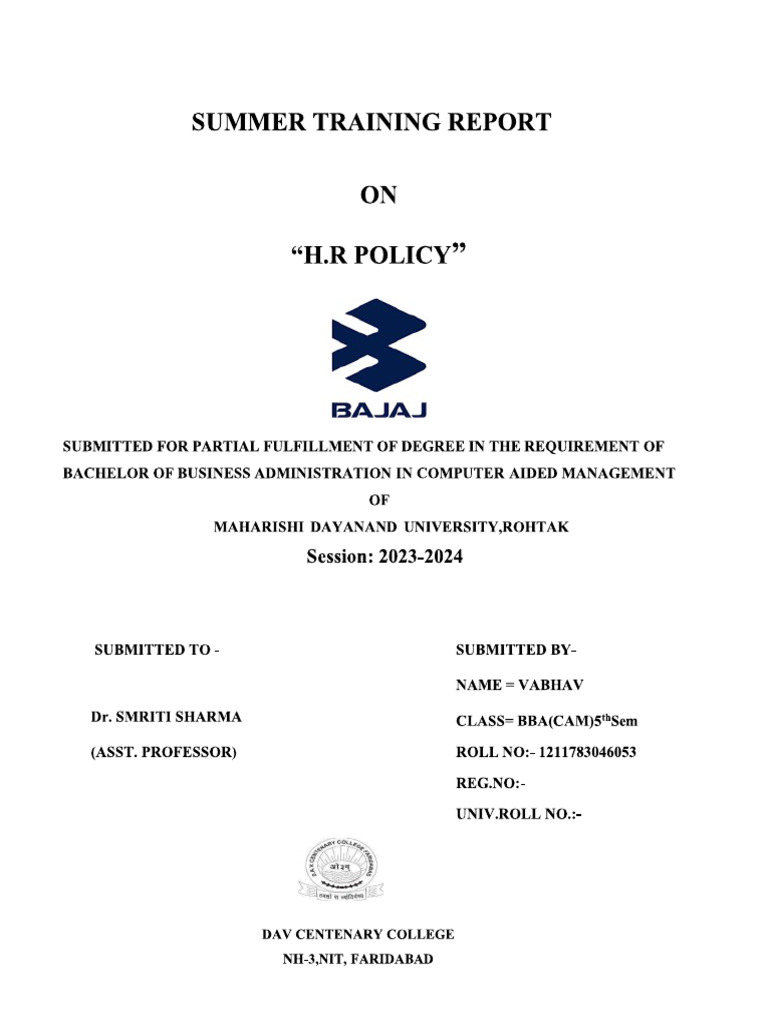 H.R policy Bajaj (1) | PDF