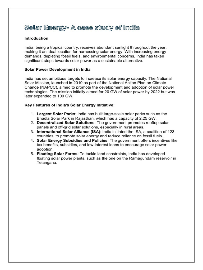 India's Solar Energy Case Study 2023 | PDF | Solar Power | Photovoltaics