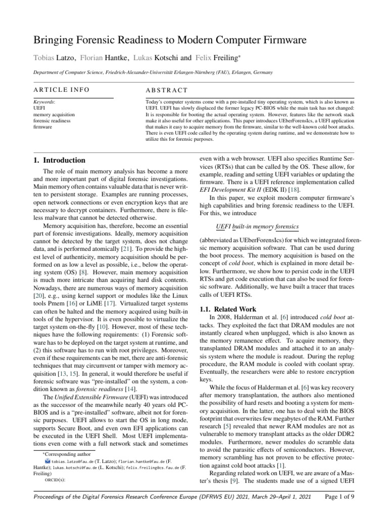 Bringing Forensic Readiness To Modern Computer Firmware | PDF | Virtual Machine | Booting