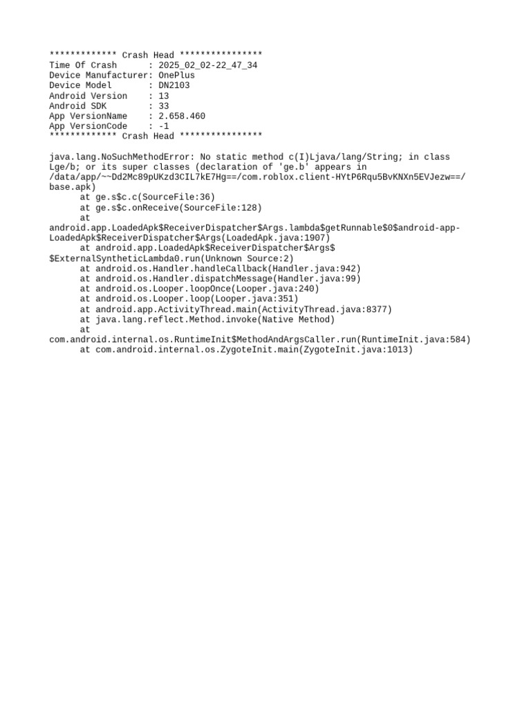 OnePlus Crash Log Analysis - Feb 2025 | PDF