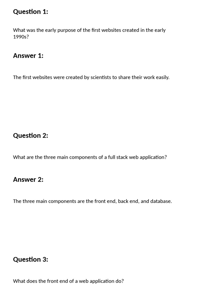 Full Stack Web Development - What Is The Front-End, Back-End & Database - Flashcards | PDF