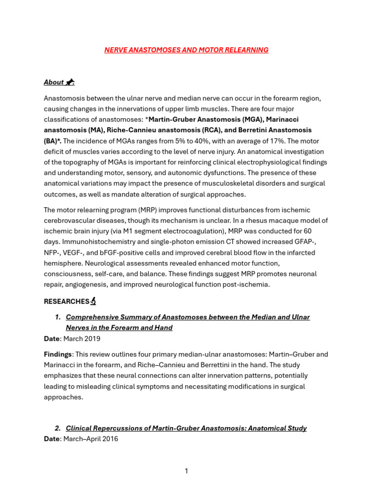 Nerve Anastomosis and Motor Relearning-1 | PDF | Thumb | Hand