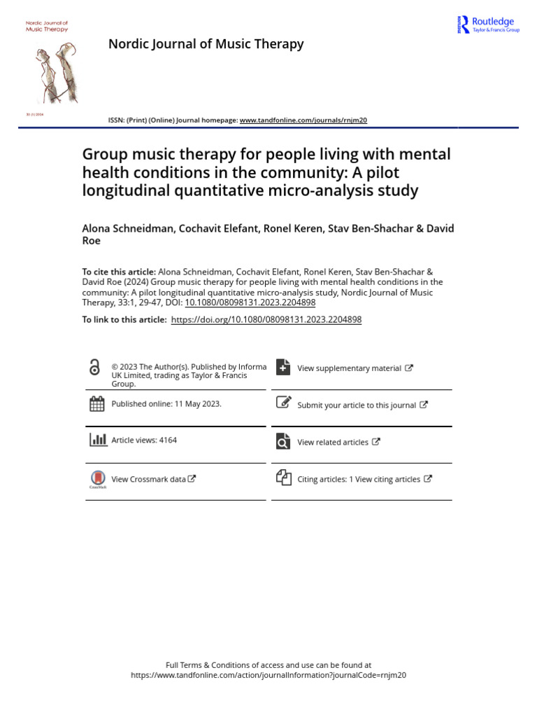 Group Music Therapy For People Living With Mental Health Conditions in ...