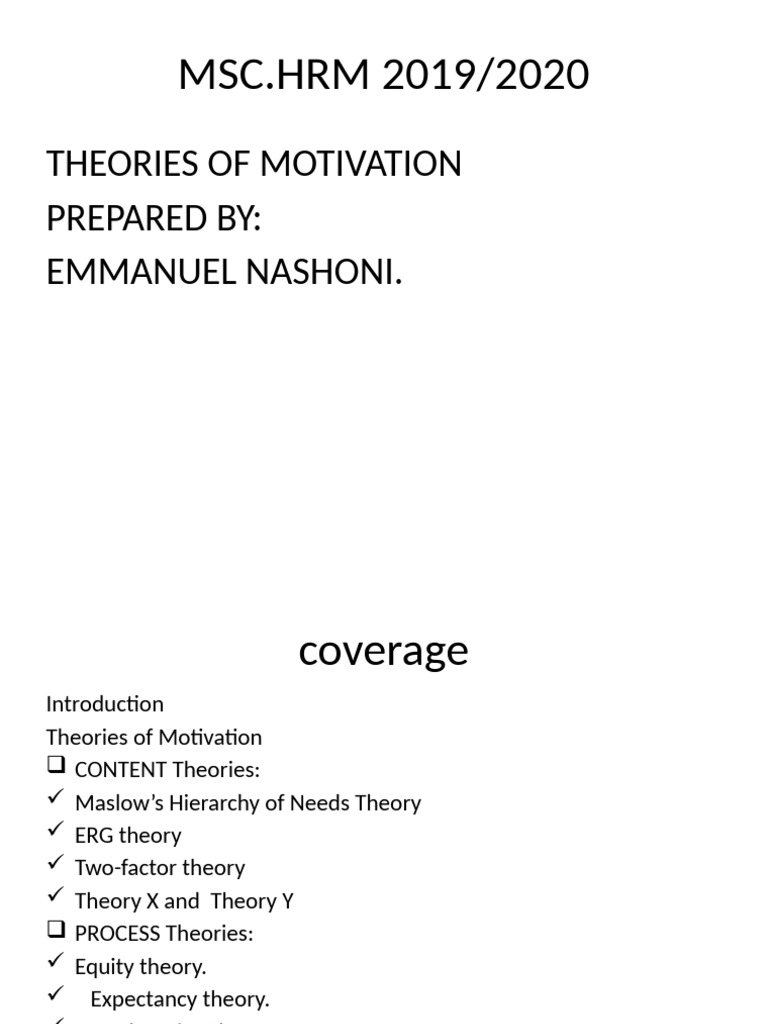 Theories of Motivation | PDF | Motivational | Motivation
