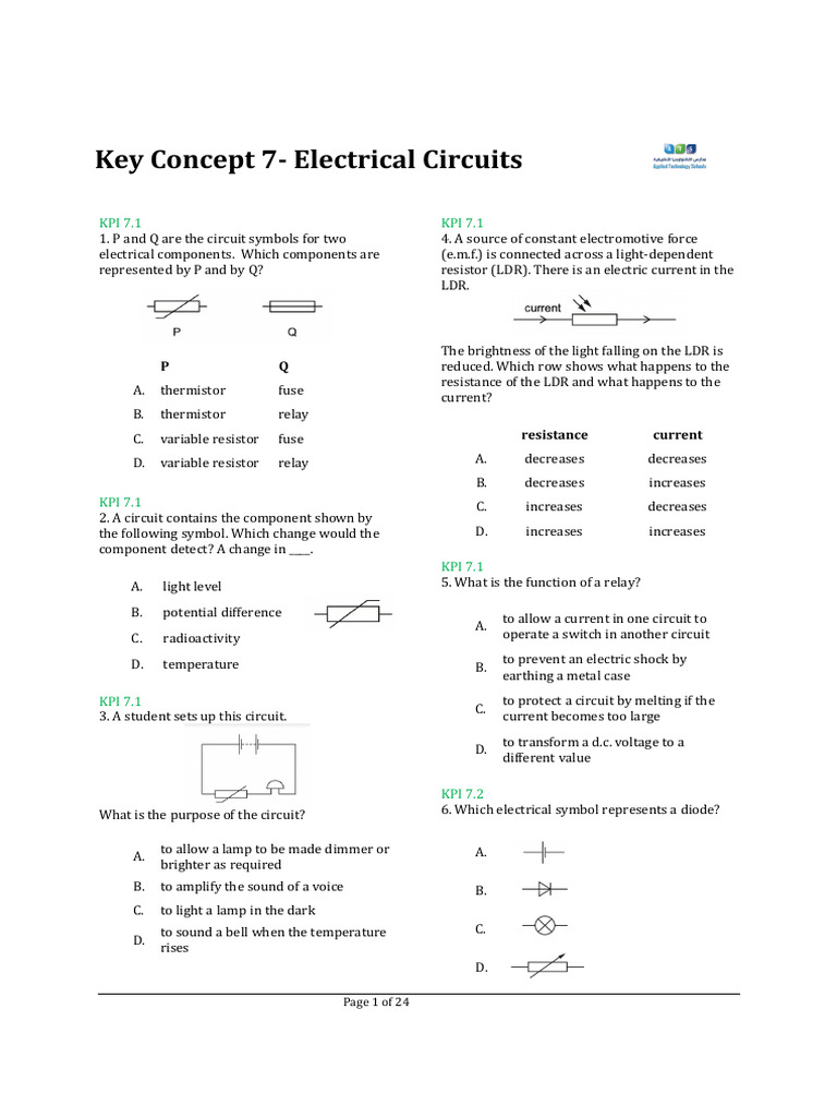 Open Key Concept 7 - Electrical Circuits-QP 3 | PDF | Series And ...