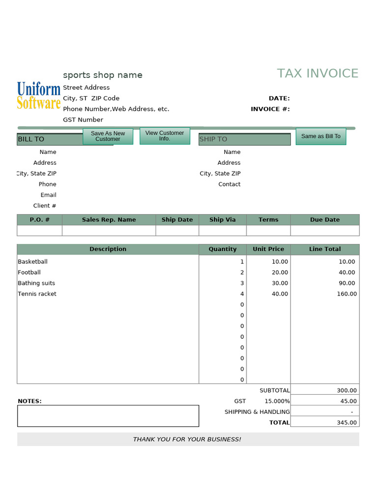 Bill Sample With Sports Theme | PDF | Software | Computing