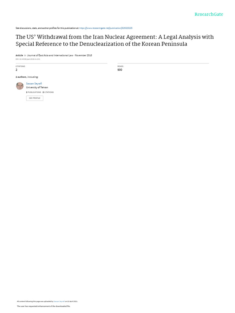 The US Withdrawal From The Iran Nuclear Agreement | PDF | Joint ...