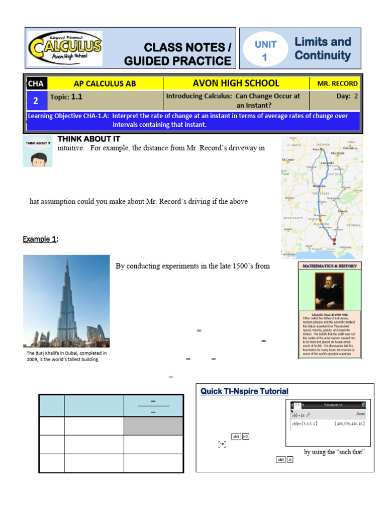 Class Notes / Guided Practice: Avon High School 2 2 | PDF | Function ...