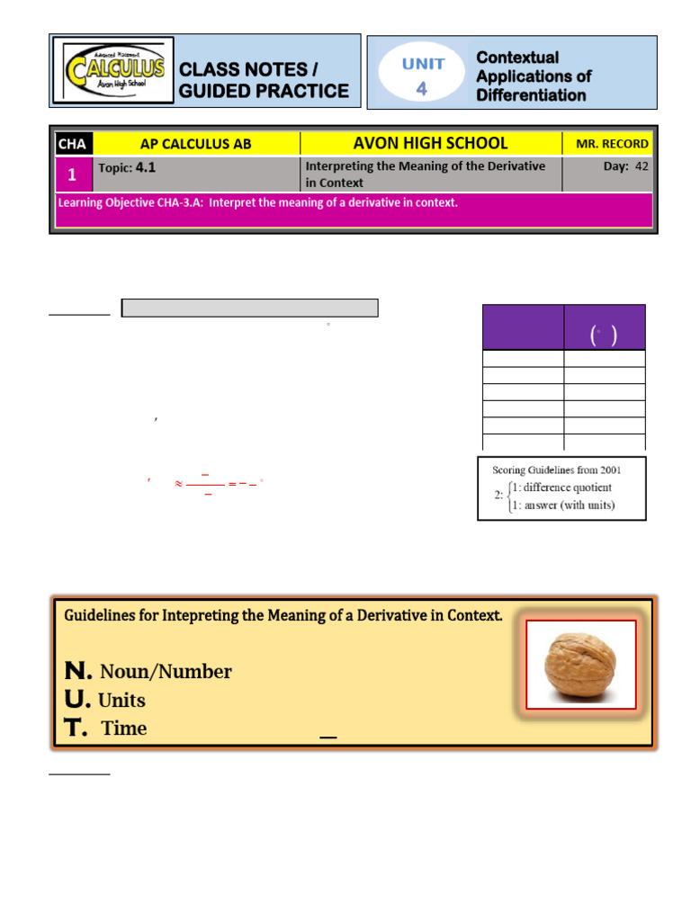 Class Notes / Guided Practice: Ap Calculus Ab 4.1 | PDF | Acceleration ...