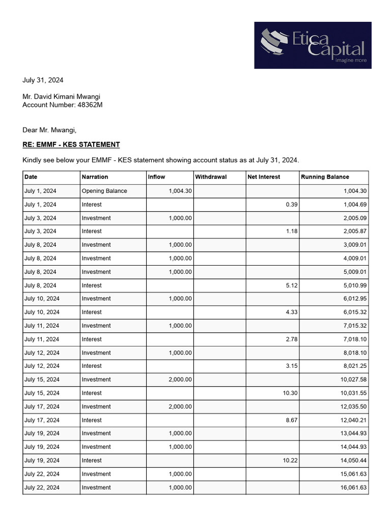 Statement | PDF | Financial Services | Investing