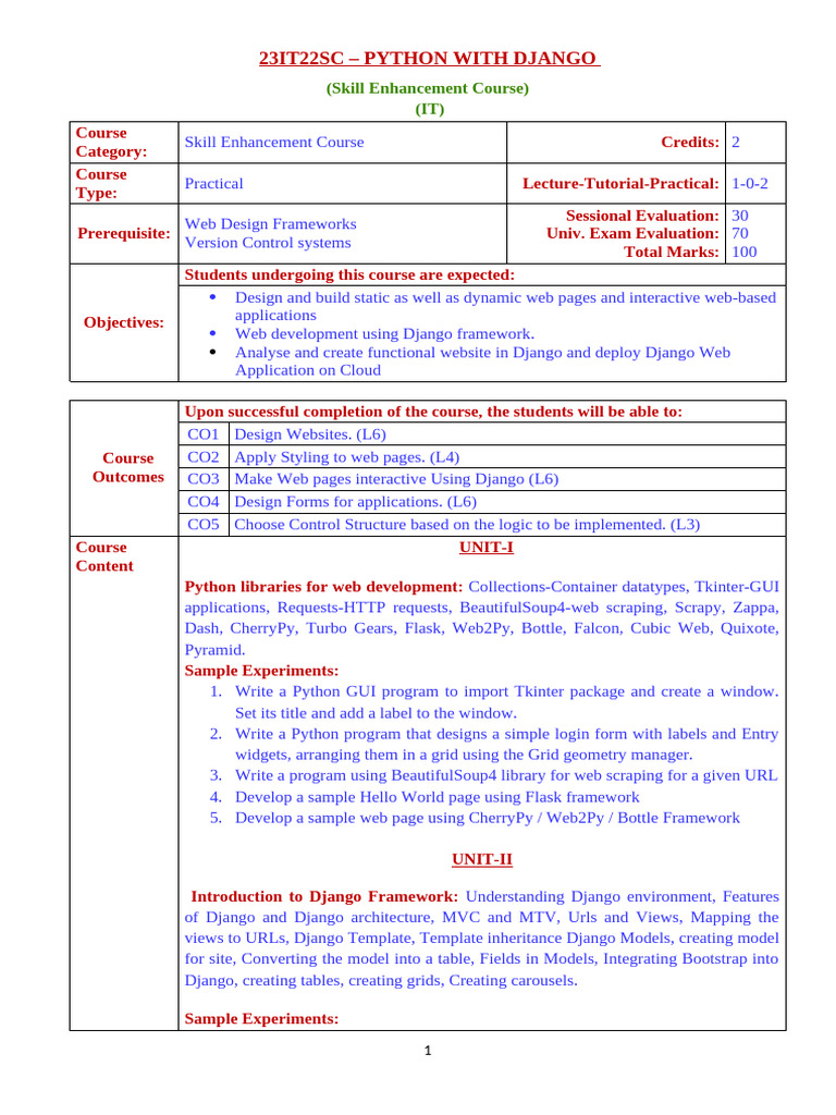 23it22sc - Python With Django | PDF | Model–View–Controller | Databases