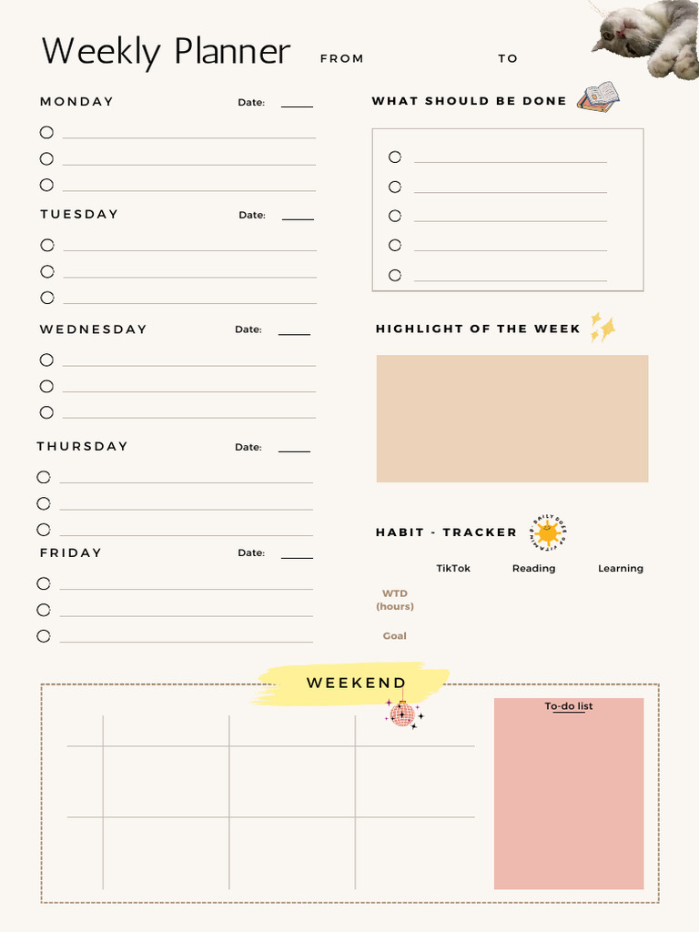 Beige Minimalist Weekly Planner PDF | PDF