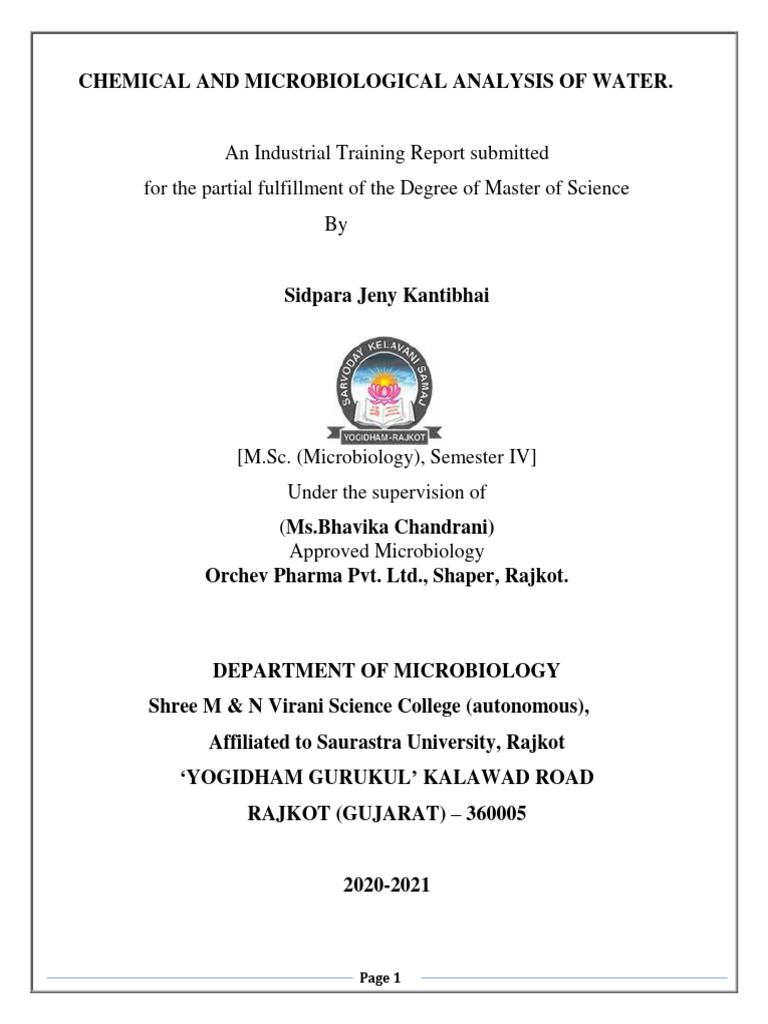 19MMB036 Jeny Sidpara Final Report... | PDF | Microorganism | Biology