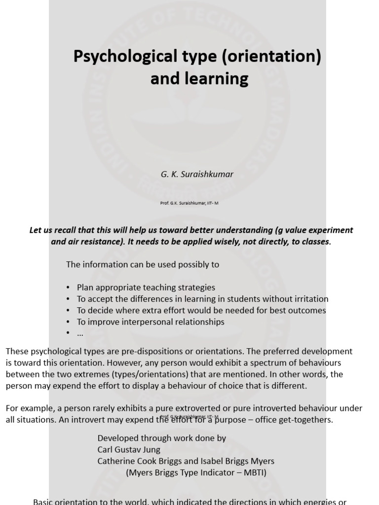 Understanding Psychological Types in Learning | PDF | Extraversion And ...