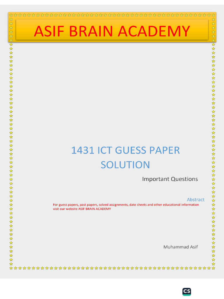 1431 Code Solved Guess Paper | PDF