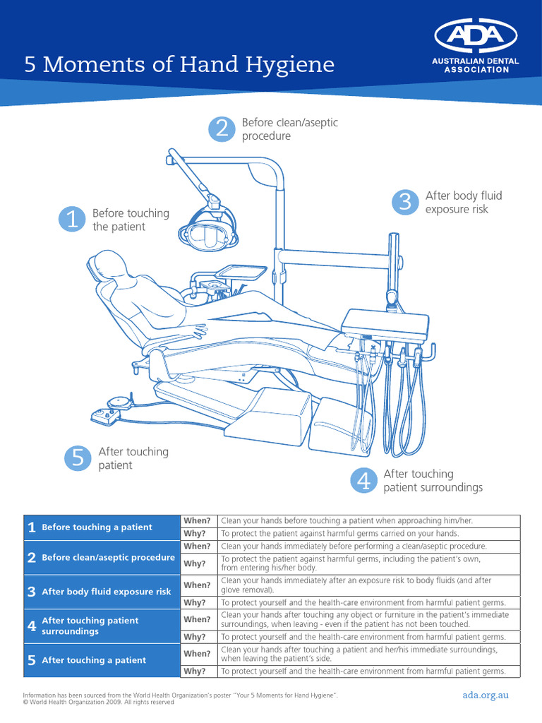 ADA Five Moments of Hand Hygiene A4 Poster | PDF | Health Care ...